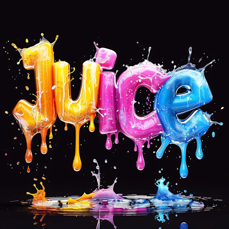 Text Juice, 3d Lettering with Juicy Drops. Logo, Modern Hand Drawn Text ...