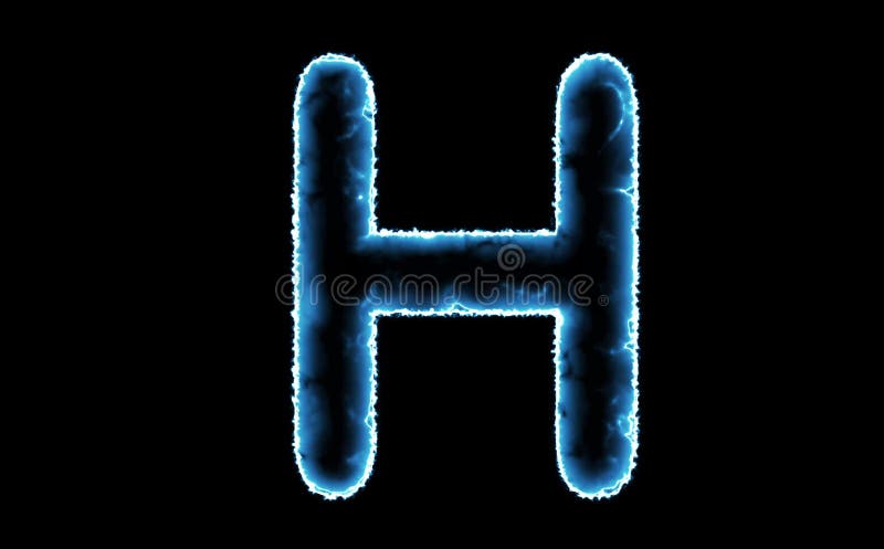 Text 4K Animation Blue Lights Form Letter H on Black Background Stock ...