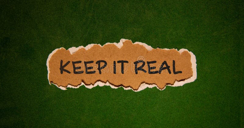 The Text Keep it Real Appearing Behind Torn Grey Paper Stock Photo ...