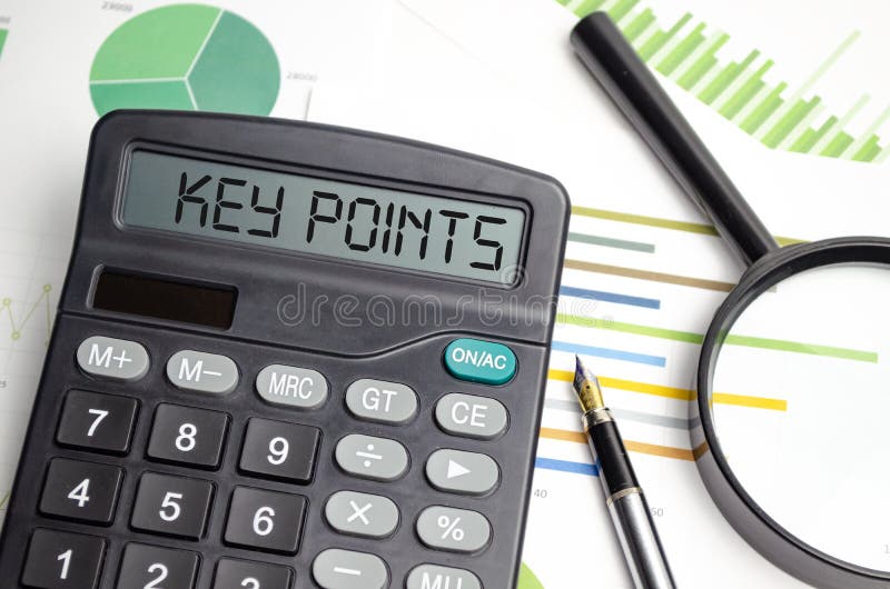 Text KEY POINTS on Calculator Display and Charts Stock Illustration ...