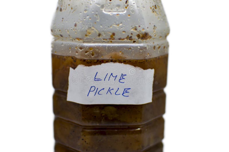 Text Label on Lime Pickle Bottle Stock Photo - Image of nimbu, healthy ...
