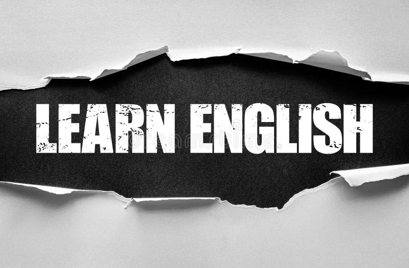 Text LEARN ENGLISH Displayed Behind Torn Paper, Symbolizing Education, Language Skills, Self ...