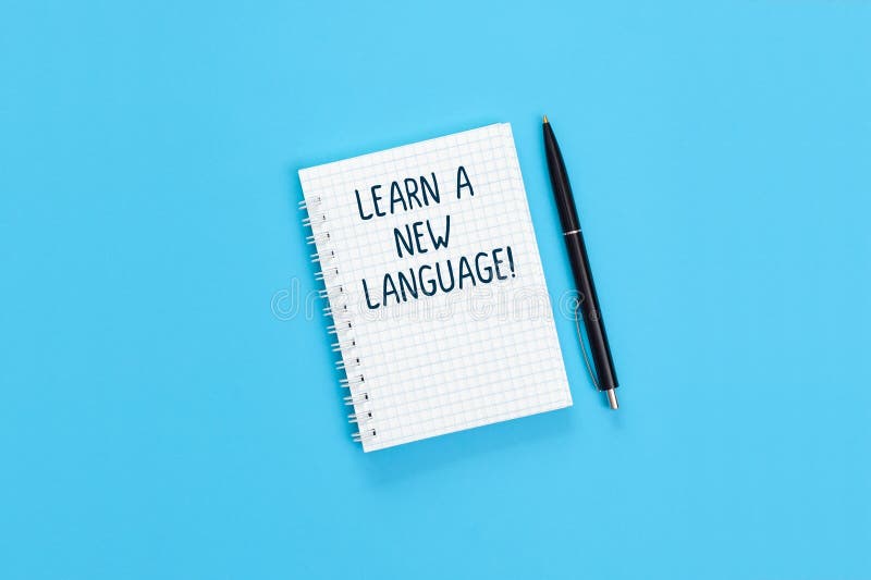 The Text Learn a New Language is Written on a Notebook Page Stock Image ...