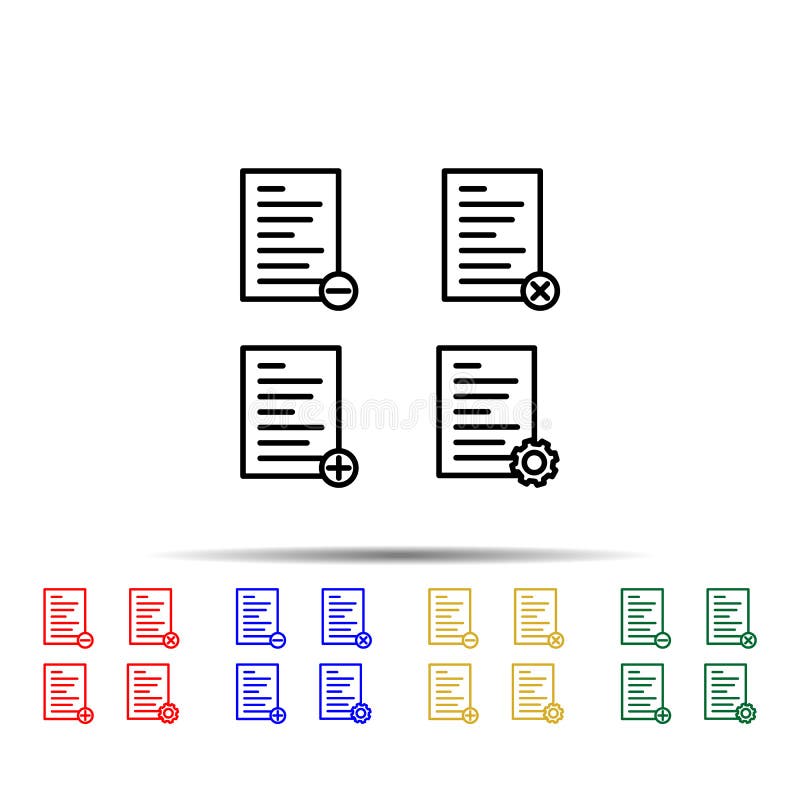 Text, List, Remove, Delete, Plus, Settings Sign Multi Color Style Icon ...