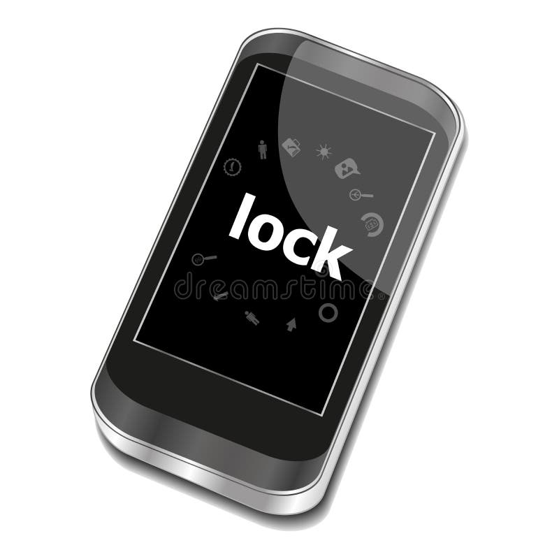 Text Lock. Security Concept . Smartphone with Web Application Icon on ...