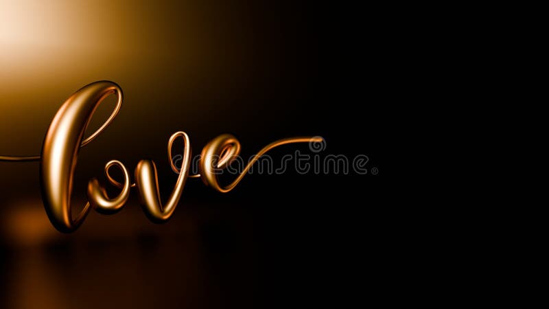 Text Love in gold. stock illustration. Illustration of element - 360200907