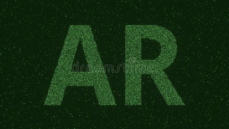 AR or Augmented Reality Text Made with Many Symbols on Computer Screen ...
