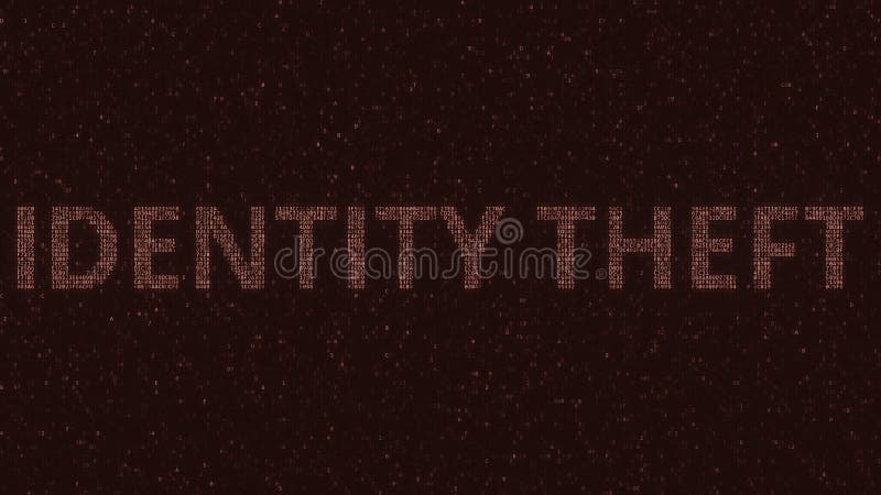 IDENTITY THEFT Text Consisting of Many Symbols on Computer Monitor. 3d ...