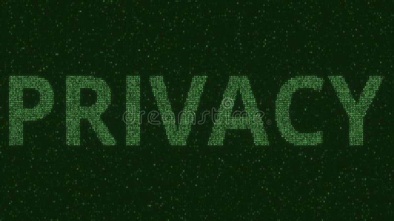 PRIVACY Text Consisting of Many Symbols on Computer Monitor. 3d ...