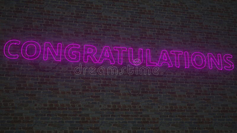CONGRATULATIONS Sign Made with Glowing Neon Light Tubes. 3D Rendering ...