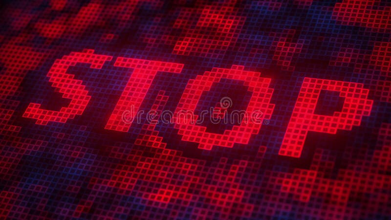STOP Text Made of Pixels on the Screen, 3D Rendering Stock Illustration ...