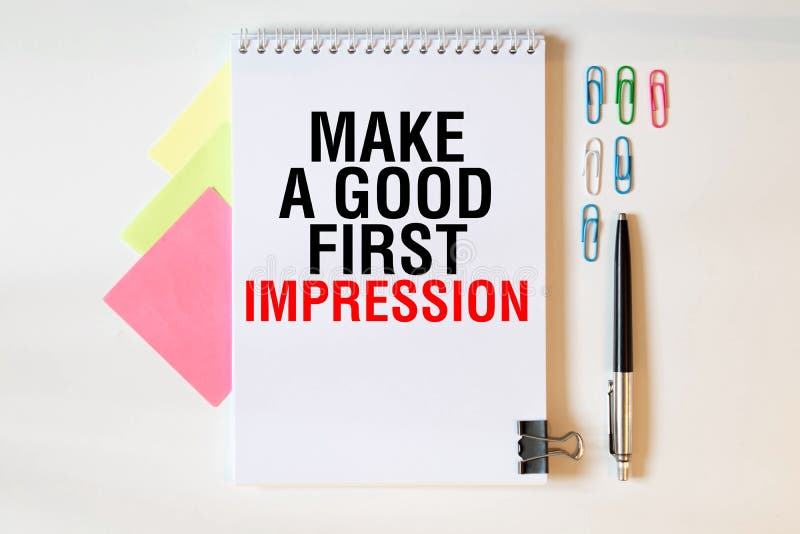 Text Make a Good First Impression on Notebook Page Stock Image - Image ...