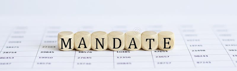 Text MANDATE on a Wooden Cube Blocks Stock Image - Image of business ...