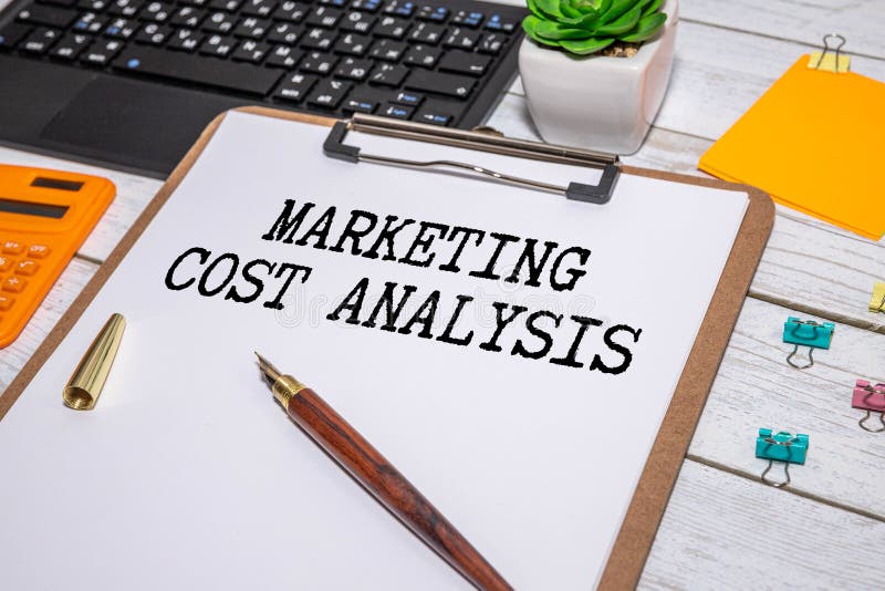 Text Marketing Cost Analysis on White Paper Stock Photo - Image of ...