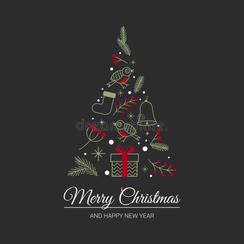 Text Merry Christmas and Happy New Year Christmas Items Shaped Like a ...