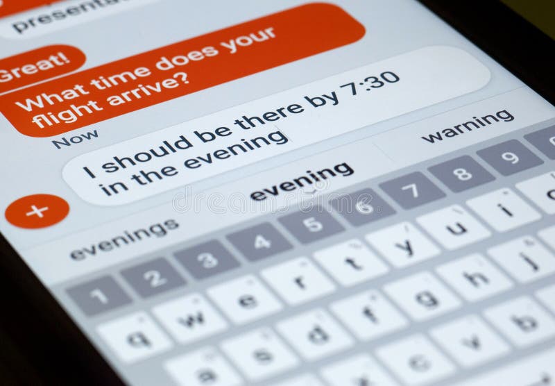 Smart Phone Showing Text Message and Keyboard Stock Photo - Image of ...