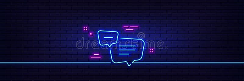 Text Message Line Icon. Chat Comment Sign. Speech Bubble. Neon Light ...
