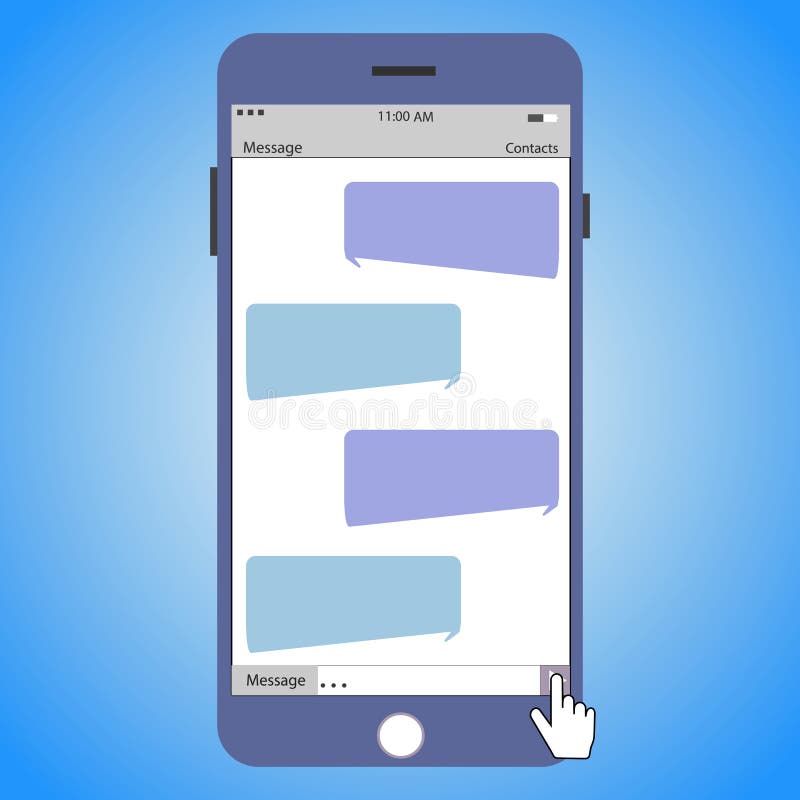 Text Message Boxes on Smartphone Screen Empty Text Bubbles Stock Vector ...