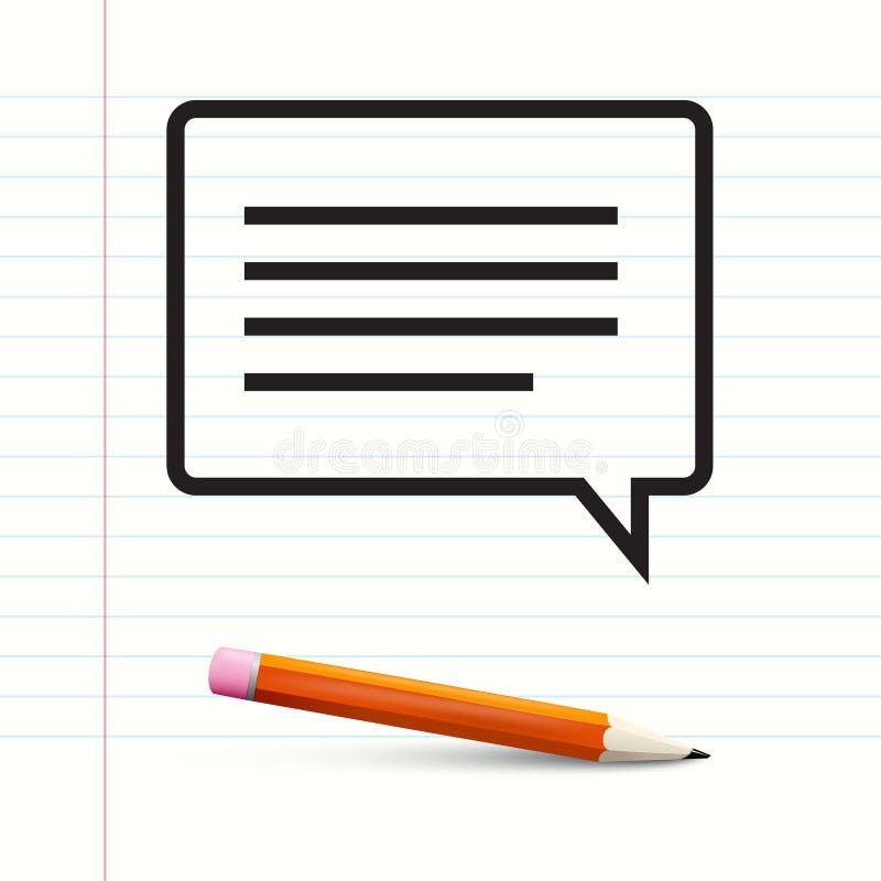 Text Message on Notebook Paper with Pencil. Stock Vector - Illustration ...