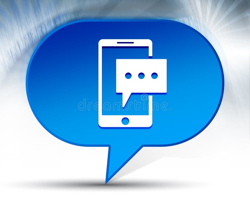 Text Message Phone Icon Blue Bubble Background Stock Illustration ...