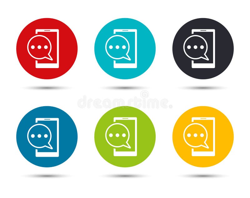 Text Message Phone Icon Shiny Round Buttons Set Illustration Stock ...