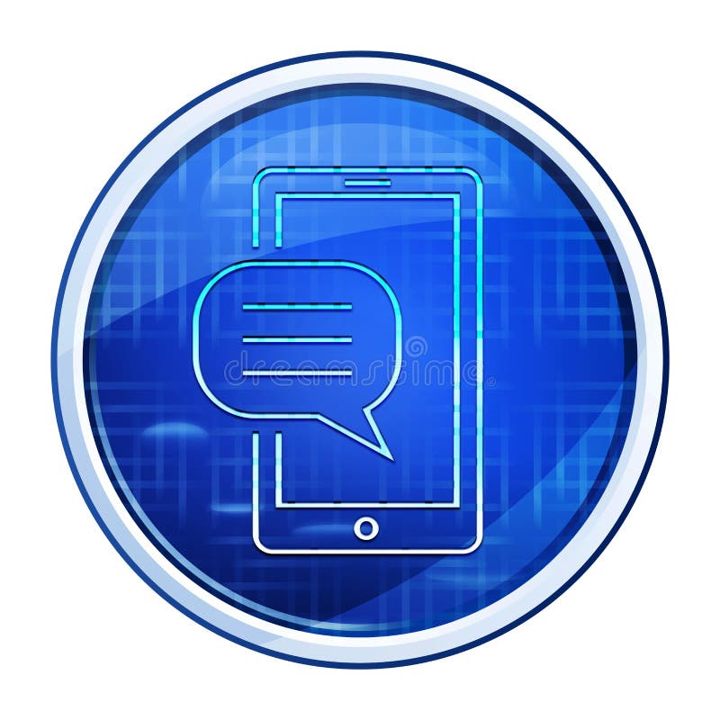 Text Message Phone Icon Futuristic Blue Round Button Vector ...