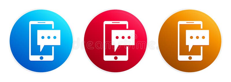 Text Message Phone Icon Premium Trendy Round Button Set Stock Vector ...