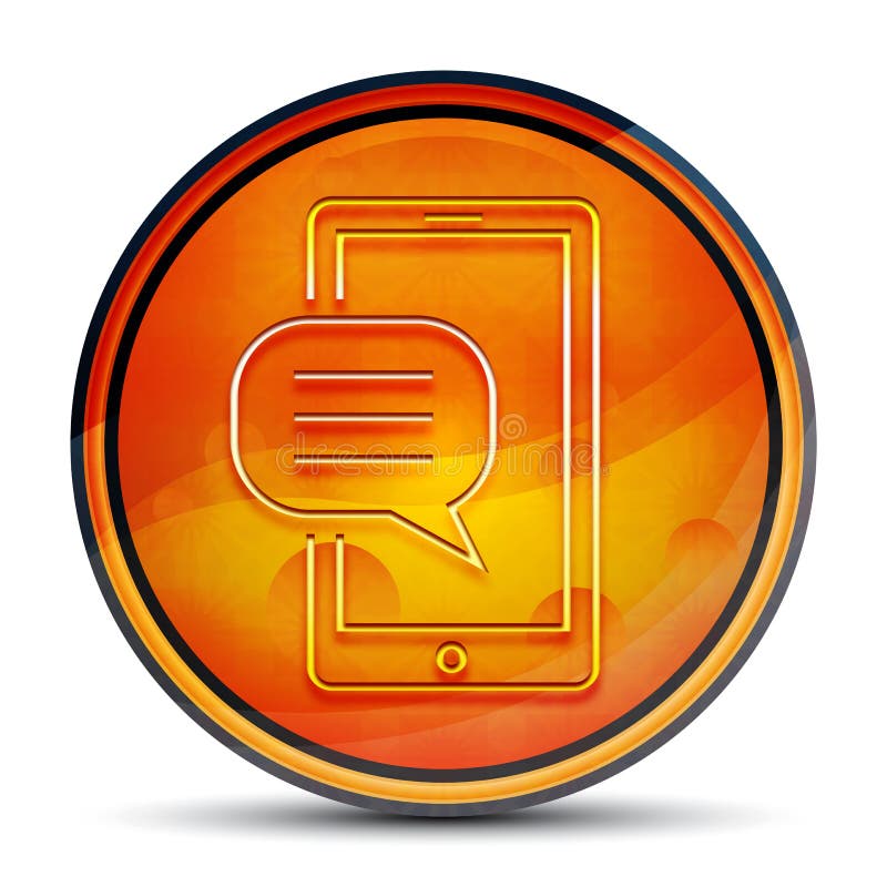 Text Message Phone Icon Shiny Bright Orange Round Button Illustration ...