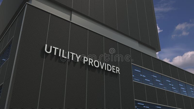 Office Building with UTILITY PROVIDER Signboard, 3d Animation Stock ...