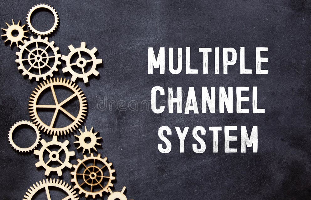 Text Multiple Channel System on White Business Noteboock, Concept ...