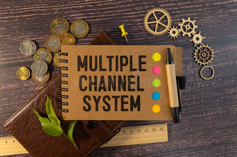 Text Multiple Channel System on White Business Noteboock, Concept Stock ...