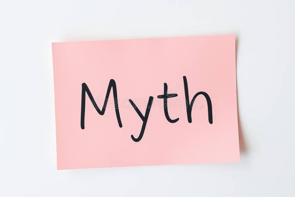 Text Myth on pink note stock image. Image of written - 358545441