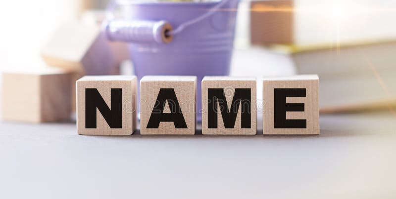 Text Name Written on Wood Cubes that Lie on Wood Cubes Stock Image ...