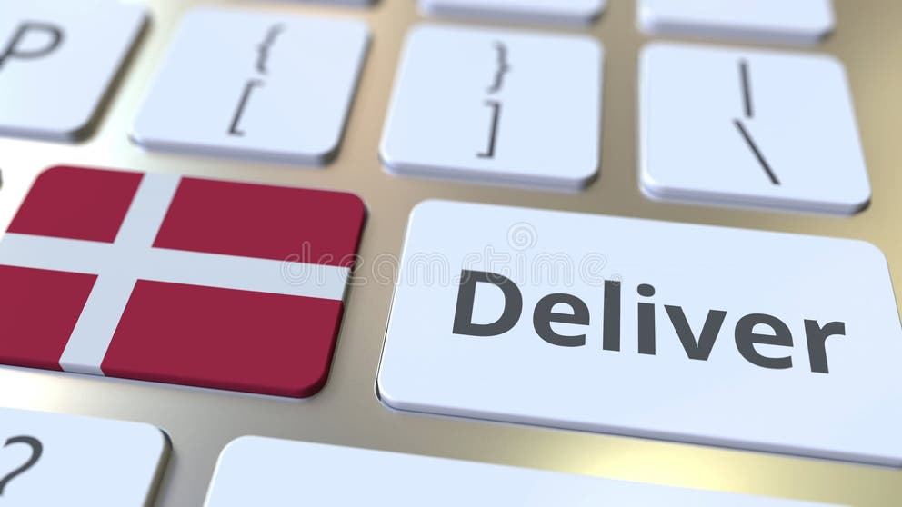 Deliver Text and Flag of Denmark on the Computer Keyboard. Logistics ...