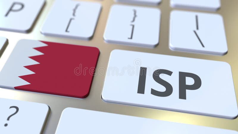 ISP or Internet Service Provider Text and Flag of Bahrain on the ...