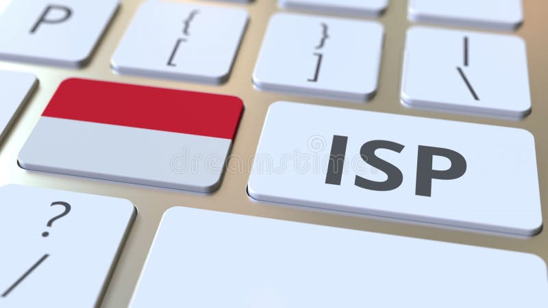 ISP or Internet Service Provider Text and Flag of Indonesia on the ...