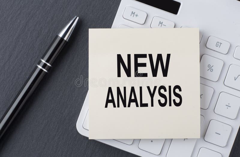 Text NEW ANALYSIS on the Sticker on the Calculator, Business Concept ...