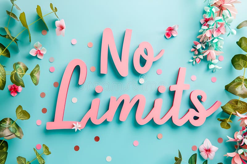 Text No Limits on Light Blue Background with Flowers Stock Image ...