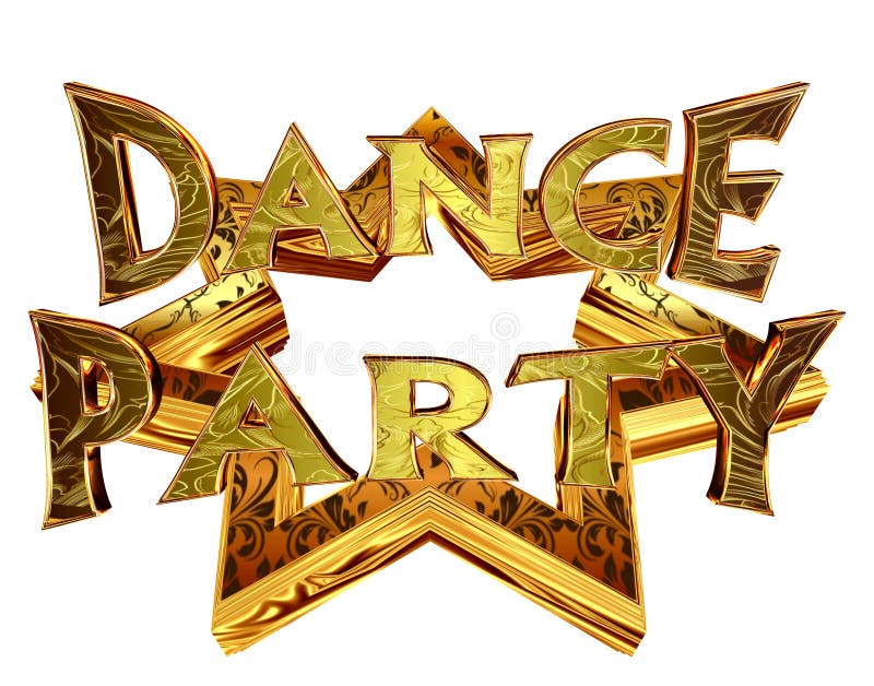 Text O Dance Party Em Uma Estrela Dourada Em Um Fundo Branco Ilustração ...