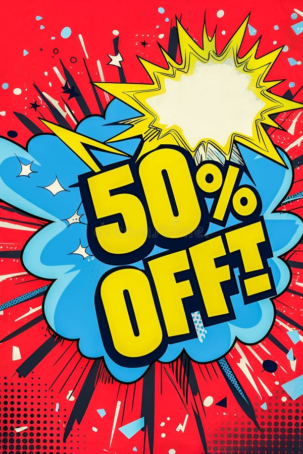 Text 50 OFF on Red Background Stock Image - Image of design, bright ...