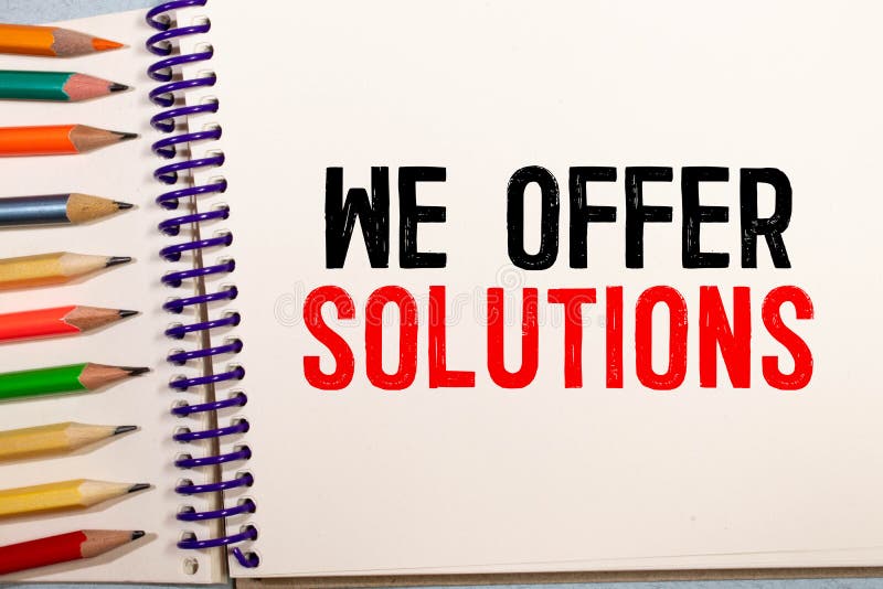 Text we Offer Solutions on White Paper Stock Photo - Image of service ...