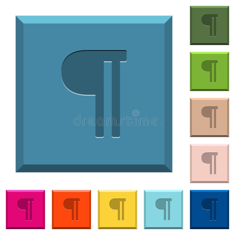 Text Paragraph Engraved Icons on Edged Square Buttons Stock Vector ...