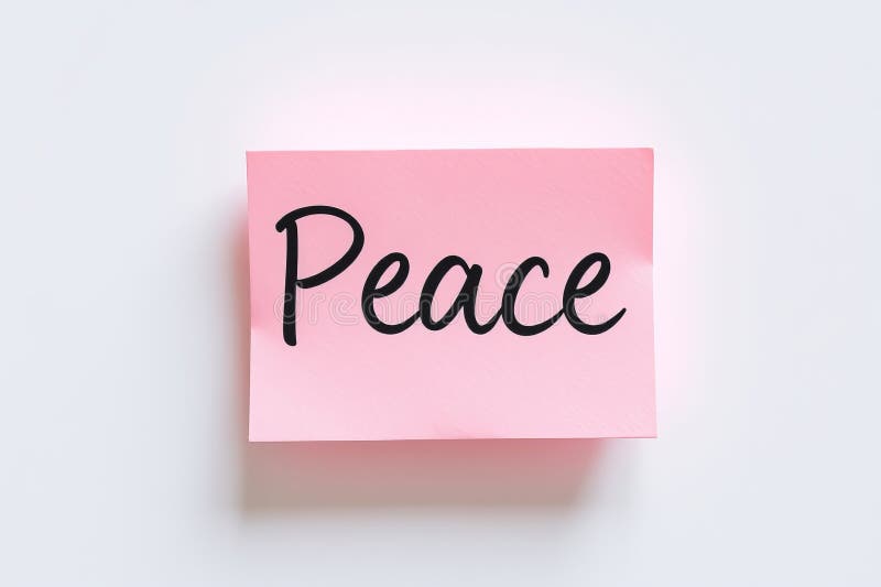 Text peace on pink note stock image. Image of spelled - 358545861