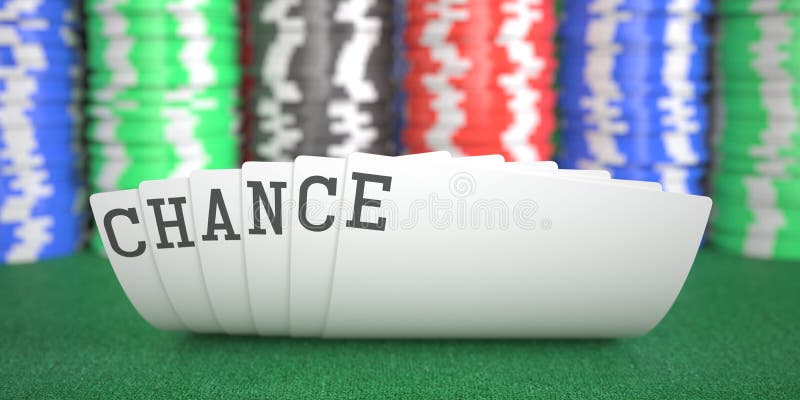A Hand of Playing Cards with Chance Text. 3d Rendering Stock ...