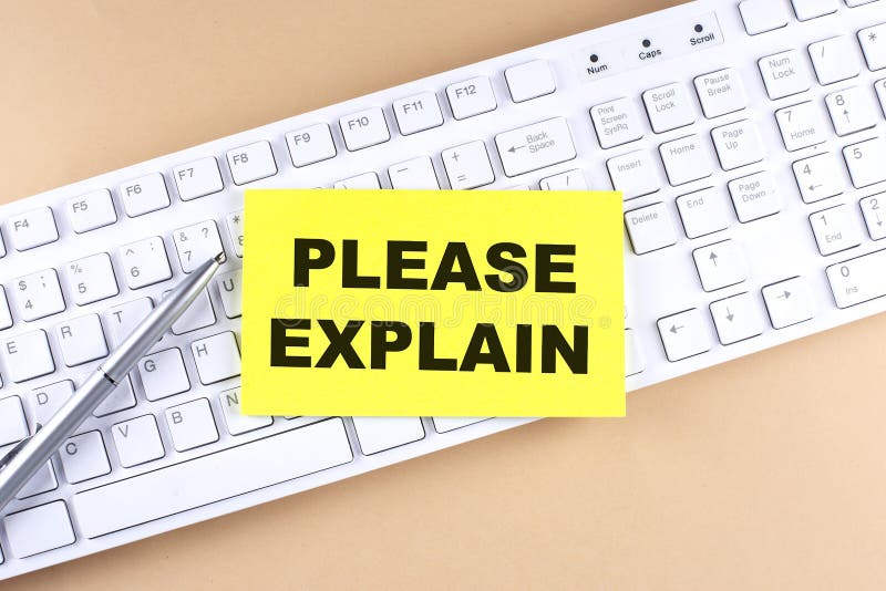 Text PLEASE EXPLAIN Text on a Sticky on Keyboard, Business Concept ...