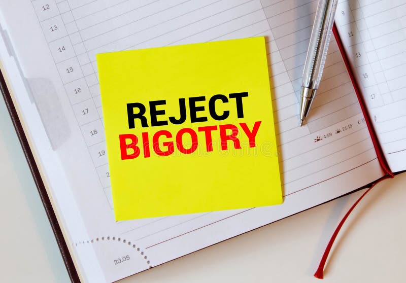 Text Prevent Bigotry Written in Blue Under a Wire Mesh Stock Image ...