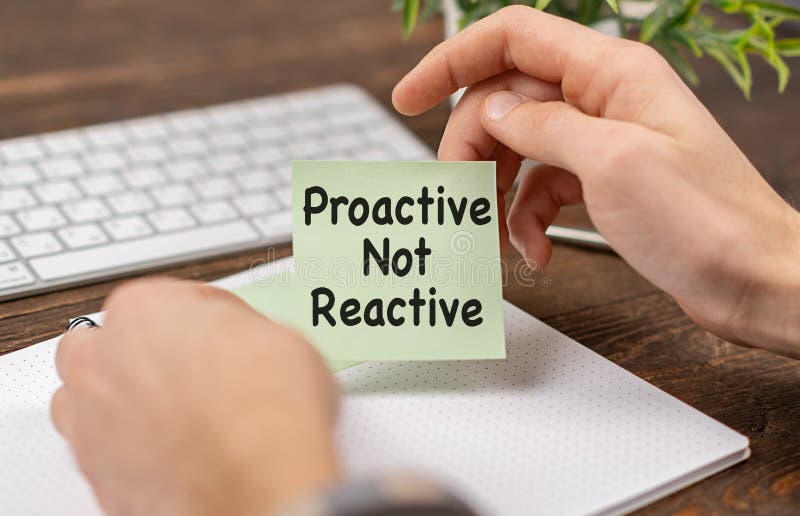 Text Proactive Not Reactive on White Paper Book on Table, Business ...
