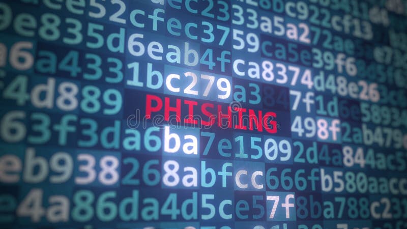 PHISHING Text and Source Code on the Computer Monitor, 3D Rendering Stock Illustration ...