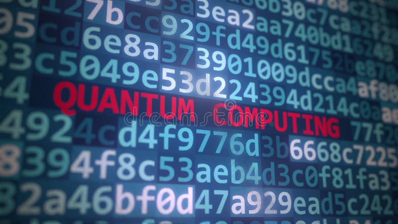 QUANTUM COMPUTING Text and Source Code on the Computer Monitor, 3D ...