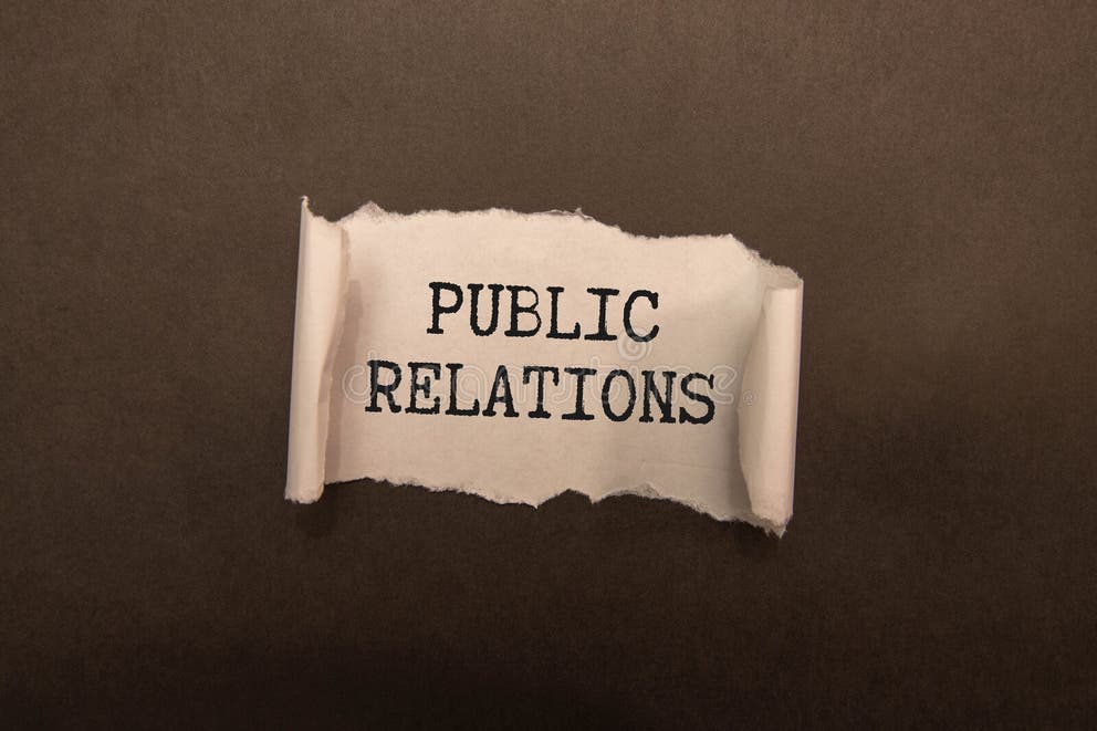 Text Public Relations on White Sticker with Yellow Background Stock ...